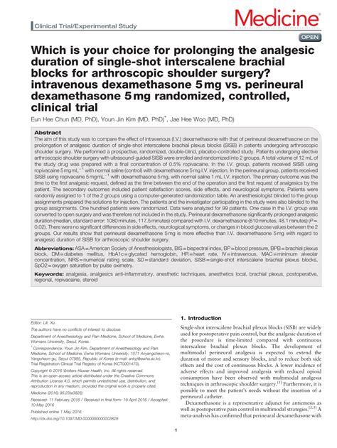 Pdf Which Is Your Choice For Prolonging The Analgesic Duration Of