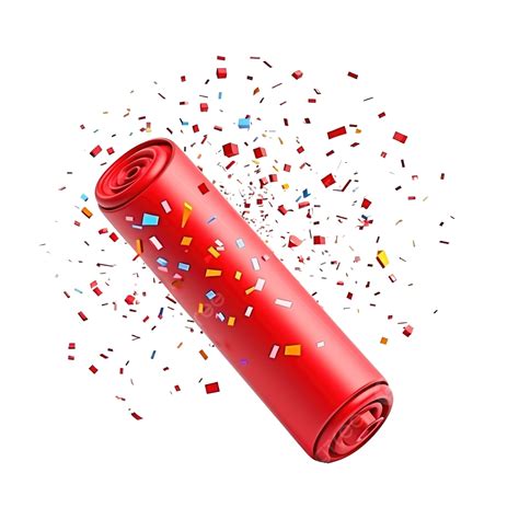 색종이 조각이 있는 3d 폭죽 놀라움의 색종이 플라스티신 만화 스타일 상징이 있는 3d 파티 포퍼 3d 축하하다 이모티콘