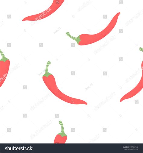 Seamless Pattern Chili Pepper Doodles Hand Stock Vector Royalty Free