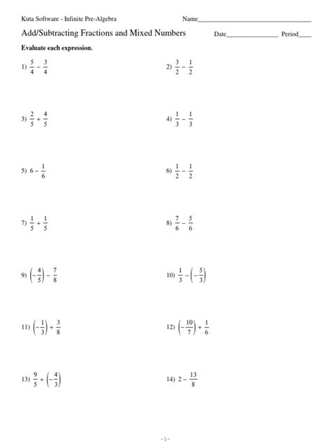 Add Subtracting Fractions And Mixed Numbers Pdf Arithmetic Mathematical Concepts