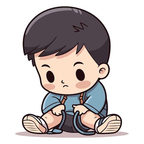 앉아서 울고 있는 귀여운 작은 소년 터 만화 캐릭터 일러스트레이션 프리미엄 벡터 앉아서 울고 있는 귀여운 작은 소년 터 만화 캐릭터 일러스트레이션 프리미엄 벡터