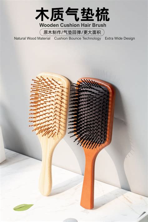 Sikat Kayu Wooden Comb Air Cushion Scalp Massager For Hair Growth And Stress Relief Shopee