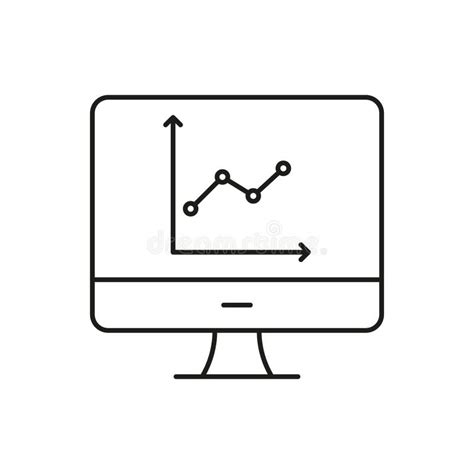 Computer Monitor With Graph Line Icon Data Analysis Business