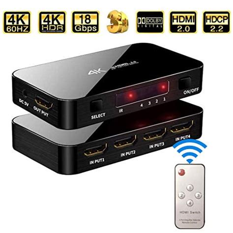 4 Input 1 Output Hdmi Switch 4k Ultra Hd Hdmi Switcher Support 3d