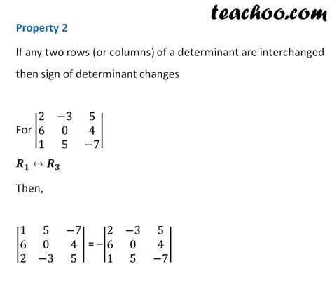 Properties Of Determinants All Properties With Examples Teachoo