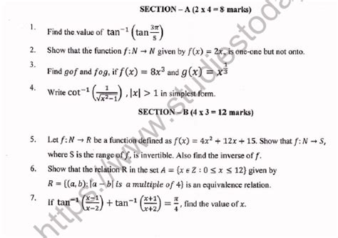 Cbse Class 12 Mathematics Worksheet Set D Solved