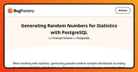 Generating Random Numbers For Statistics With Postgresql Bugfactory