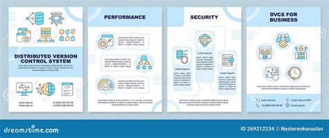 Distributed Version Control System Blue Brochure Template Stock Illustration Illustration Of