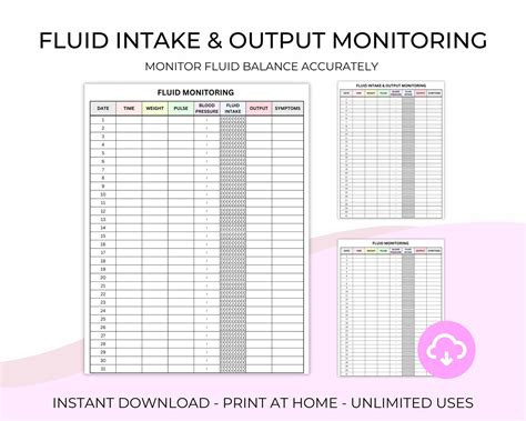 Fluid Intake And Output Monitoring Sheet Etsy Fluid Intake And Output Monitoring Sheet Etsy