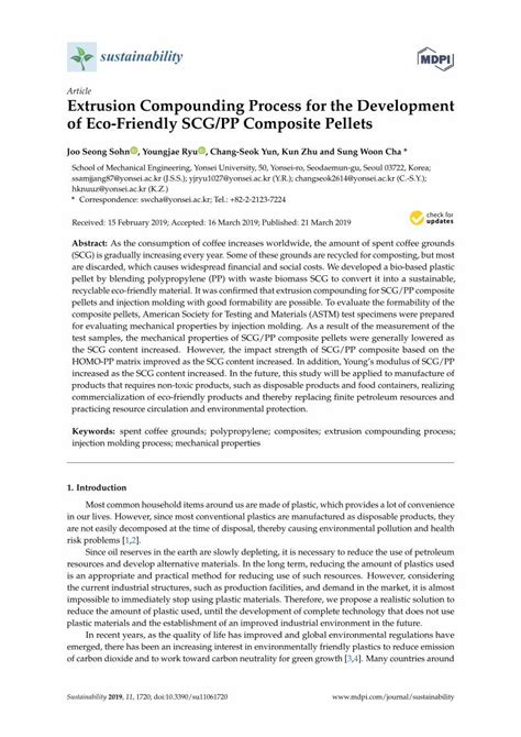 Pdf Extrusion Compounding Process For The Development Of Eco