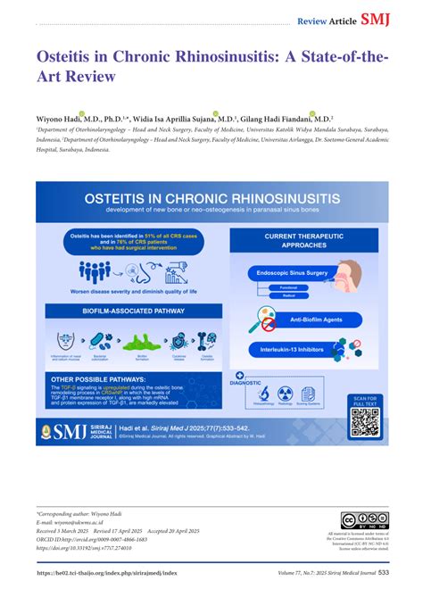 Pdf Osteitis In Chronic Rhinosinusitis A State Of The Art Review