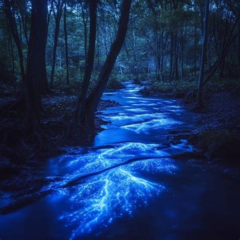 Free Bioluminescent River Forest Image Bioluminescence Forest River