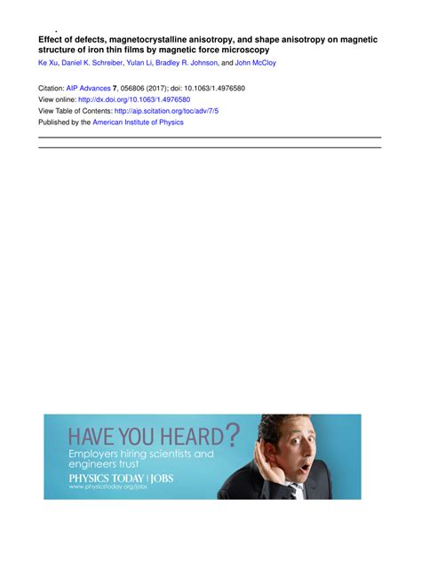 Pdf Effect Of Defects Magnetocrystalline Anisotropy And Shape Anisotropy On Magnetic