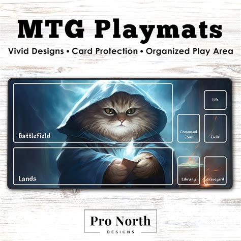 Cat Mtg Playmat With Zones Tcg Playmat Cats Mtg Accessories Playmat