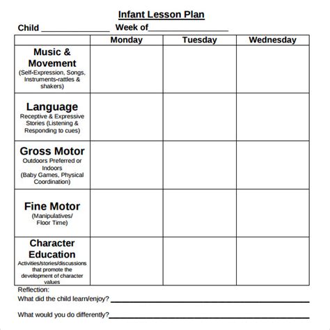 Nursery Activity Plan Example
