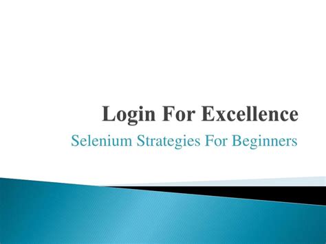 PPT Selenium Strategies For Beginners Login For Excellence