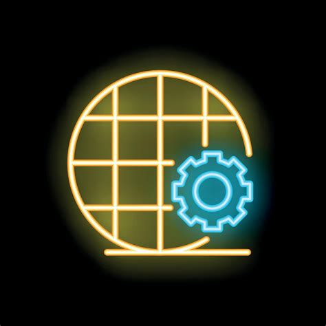 Neon Icon Of Gear Overlaying Globe For Global Business Concepts 52774119 Vector Art At Vecteezy