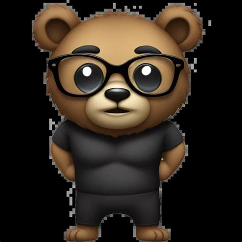 A Moustachioed Bear With Muscular Black Square Glasses Full Body Emoji