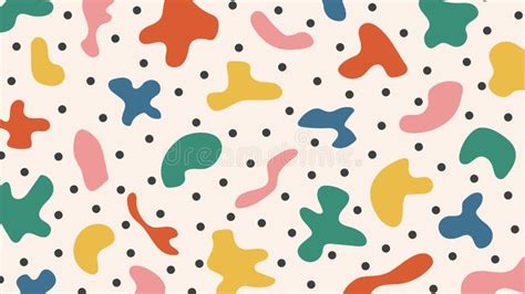 Doodle Abstract Background With Hand Drawn Colorful Shapes Blobs And Dots Creative Trendy
