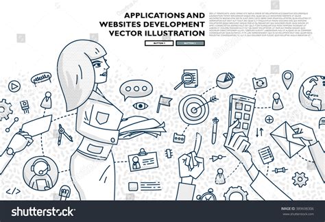 Flat Style Thin Line Art Design Stock Vector Royalty Free 389698306