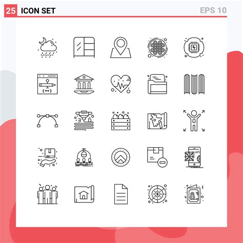 25 Universal Line Signs Symbols Of Hardware Cpu Marker Chip Irish Editable Vector Design