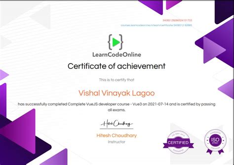 Completed Vuejs Developer Course Today At It Was A Vishal Lagoo