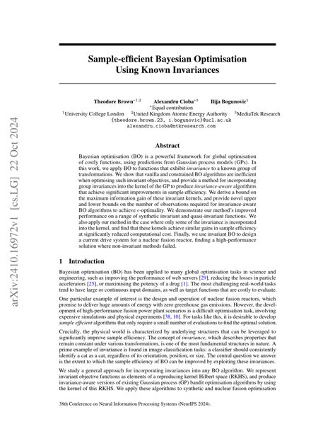 Pdf Sample Efficient Bayesian Optimisation Using Known Invariances