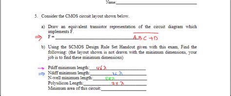 Name Consider The CMOS Circuit Layout Shown Below Chegg Com