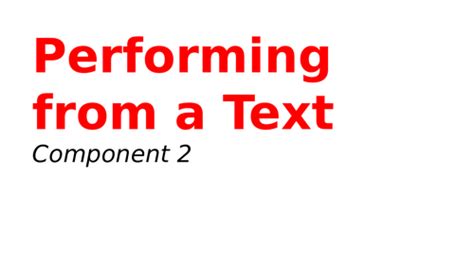 Eduqas Gcse Drama Component 2 Scheme Performing From A Text Teaching Resources