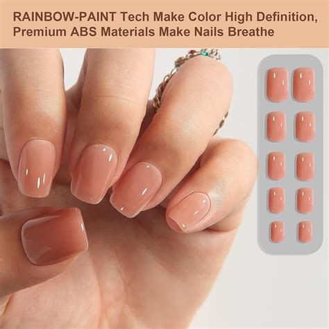 Polychromeandair Press On Nails Medium Short Squoval Abs Natural Fit Fake