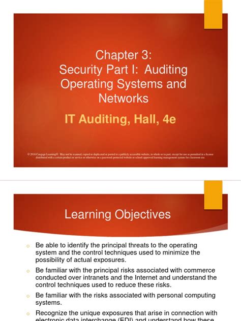 Security Part I Auditing Operating Systems And Networks It Auditing Hall 4e Pdf Web