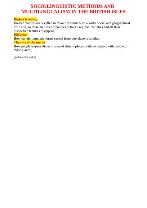 Sociolinguistic Methods And Language In The British Isles Docsity