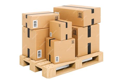 Wooden Pallet With Parcels Shipping And Logistics Concept 3d Rendering Premium Photo
