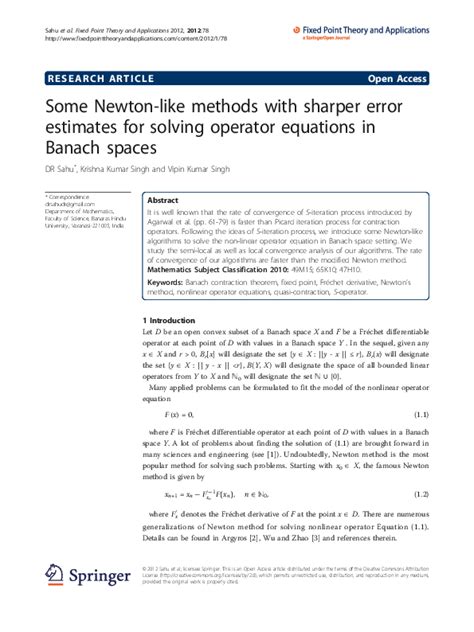 Pdf Some Newton Like Methods With Sharper Error Estimates For Solving Operator Equations In