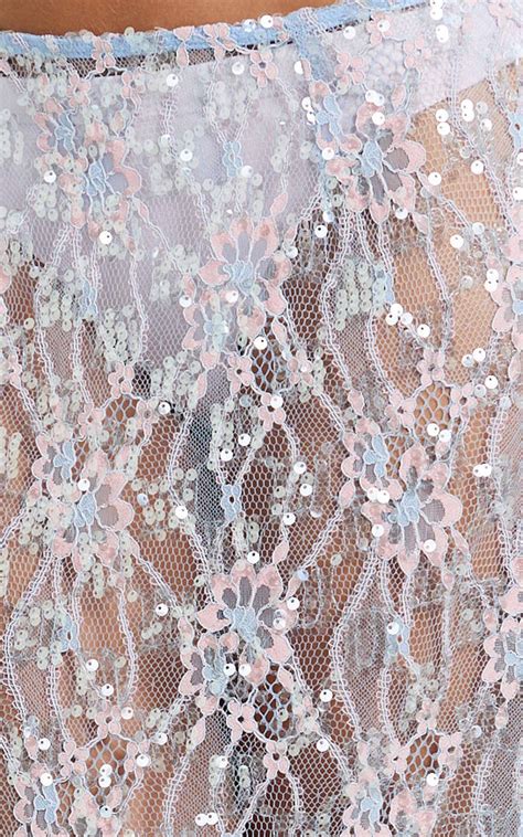 Gemmalyn Two Piece Top And Skirt Set Sequin Lace Top And A Line Skirt