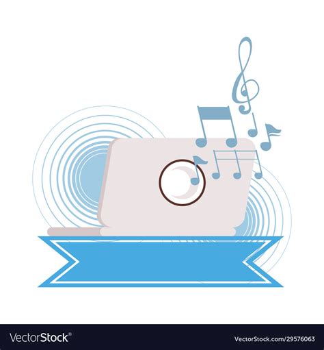Laptop Computer With Music Notes Royalty Free Vector Image