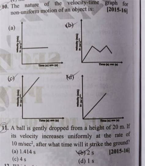 10 The Nature Of The Velocity Time Graph For Non Uniform Motion Of An Ob