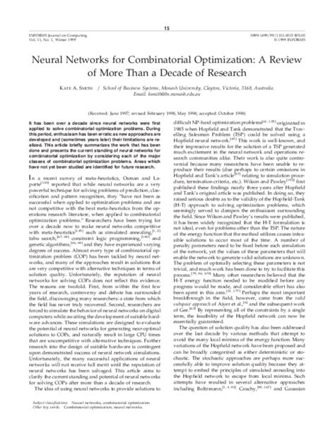 Pdf Neural Networks For Combinatorial Optimization A Review Of More