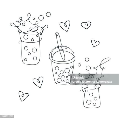 벡터 일러스트 레이 션 우유 차 컵 아이콘 흰색 배경에 설정 Bubble Tea 로고 세트 벡터 일러스트 레이 션 과일에 대한 스톡 벡터 아트 및 기타 이미지 Istock
