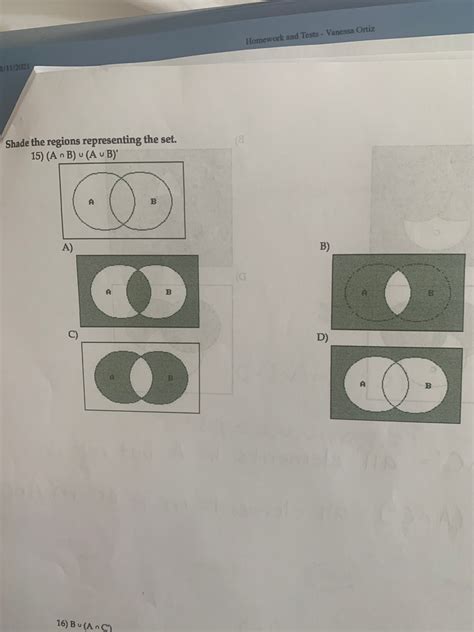 Answered Shade The Regions Representing The Set … Bartleby