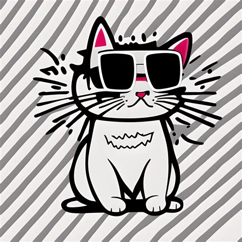 Kawaii Cute Happy Cat Wearing Sunglasses Professional Tshirt Design Vector · Creative Fabrica