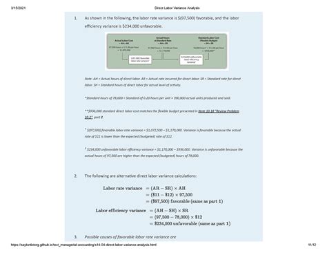 Direct Labor Variance Analysis Direct Labor Variance Analysis Studocu