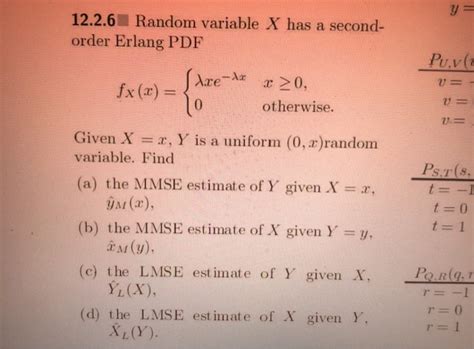 solved y 12 2 6 random variable x has a second order erlang