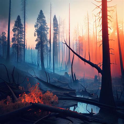 Premium Ai Image Wildfire In Forest Generative Ai