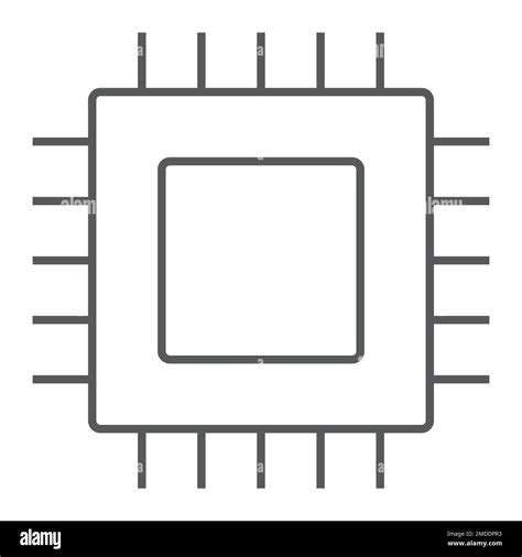Microchip Core Thin Line Icon Electronic And Digital Cpu Sign