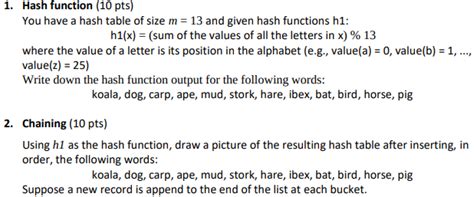 solved 1 hash function 10 pts you have a hash table of