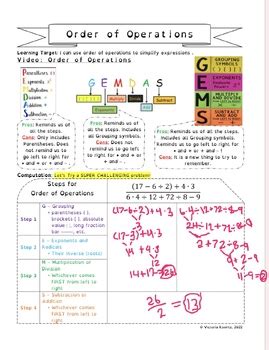 Order Of Operations Guided Notes By Victoria Danielle TPT