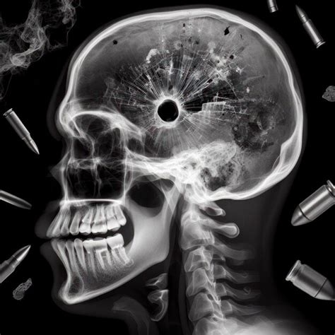 Premium Photo Xray Image Of A Head With Bullet Inside Ai Generative