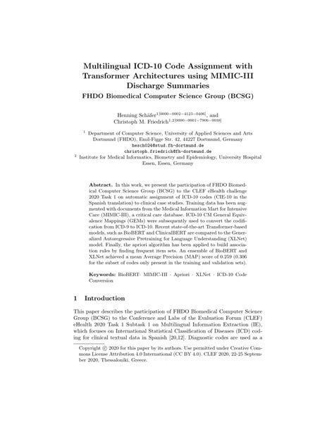 Pdf Multilingual Icd 10 Code Assignment With Transformer