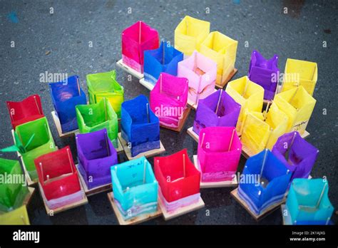 Colorful Floating Lanterns At The Floating Lantern Peace Ceremony Stock